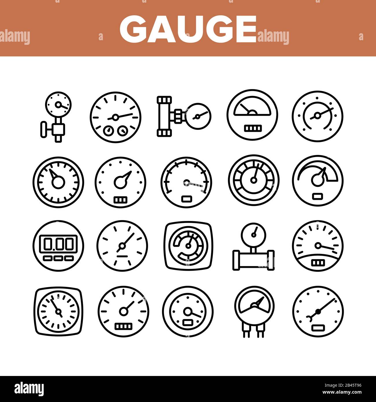 Gauge Meter Equipment Collection Icons Set Vector Stock Vector Image ...