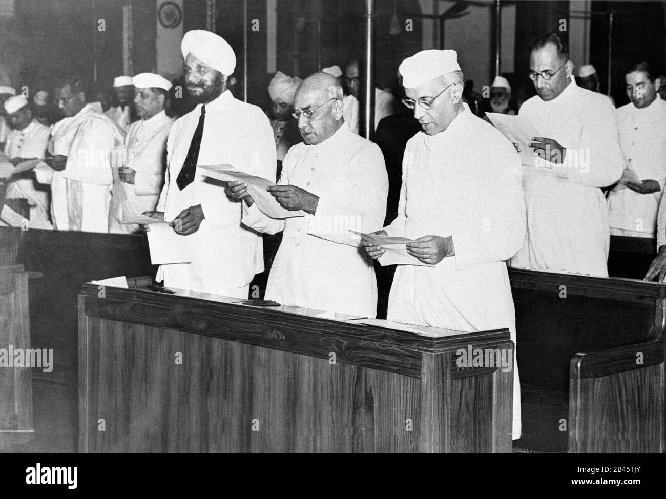 Jawaharlal Nehru at Constituent Assembly meeting, first Parliament of India, India, Asia, old ...