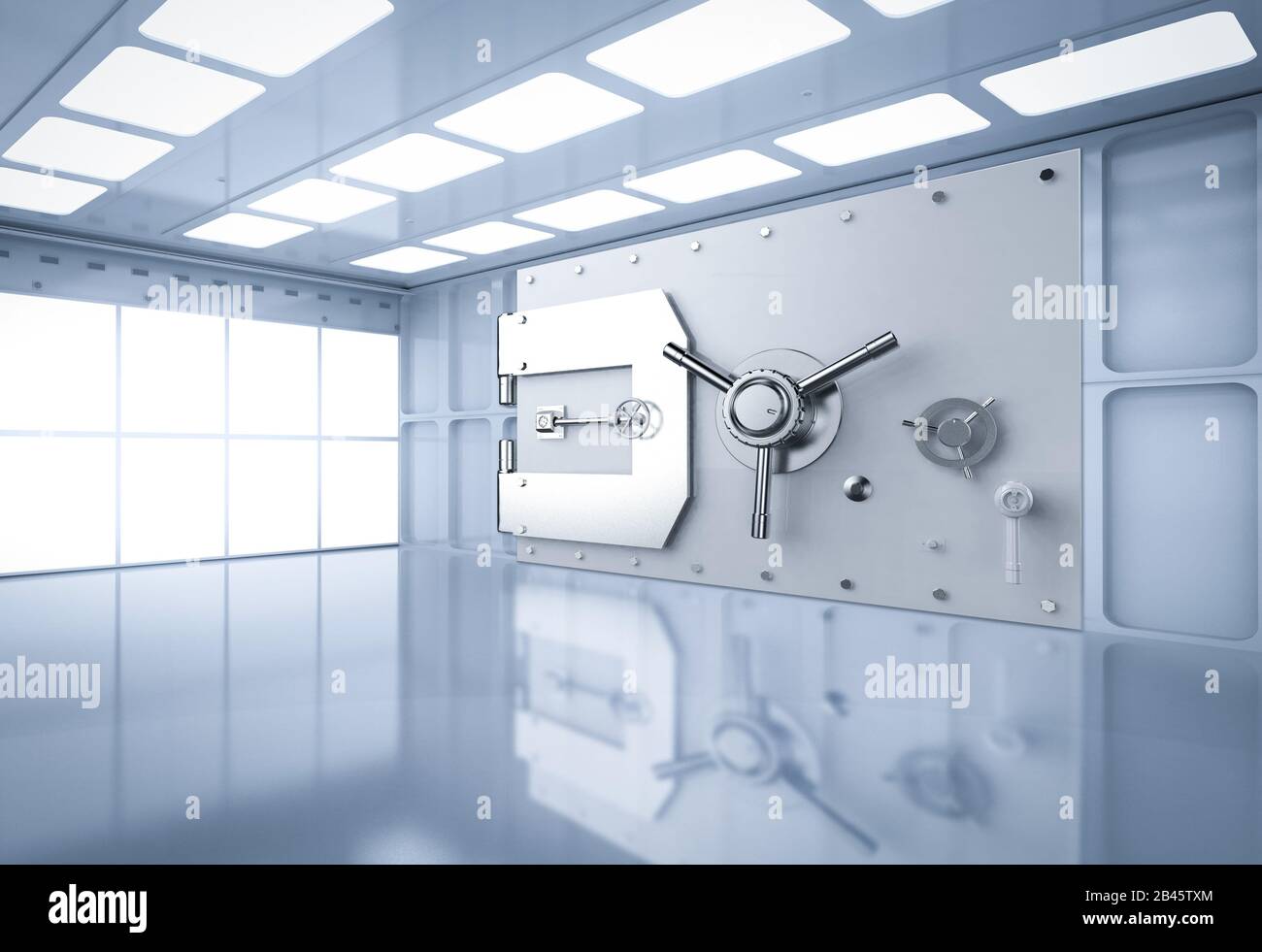 3d rendering interior bank vault with rectangle door closed Stock Photo ...