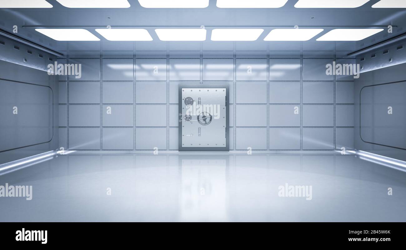 3d rendering interior bank vault with rectangle door closed Stock Photo ...