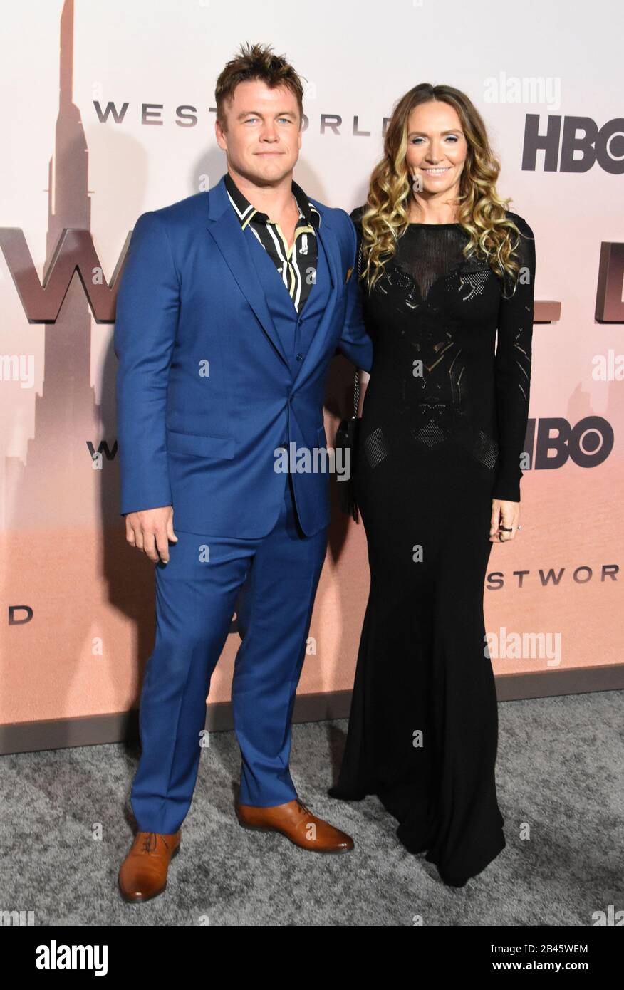 Hollywood, California, USA 5th March 2020 Actor Luke Hemsworth and wife ...