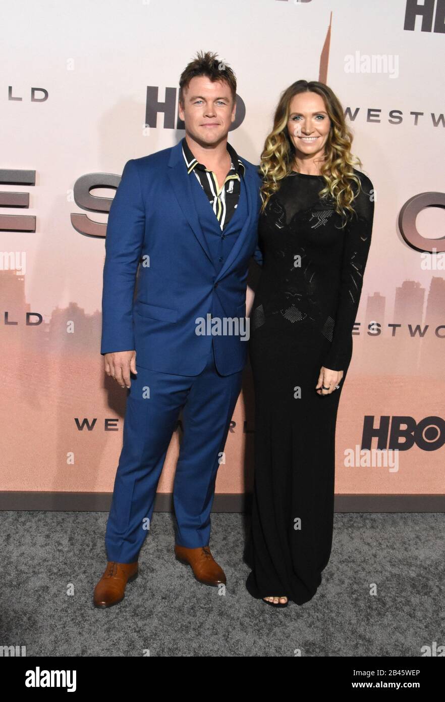 Hollywood, California, USA 5th March 2020 Actor Luke Hemsworth and wife ...