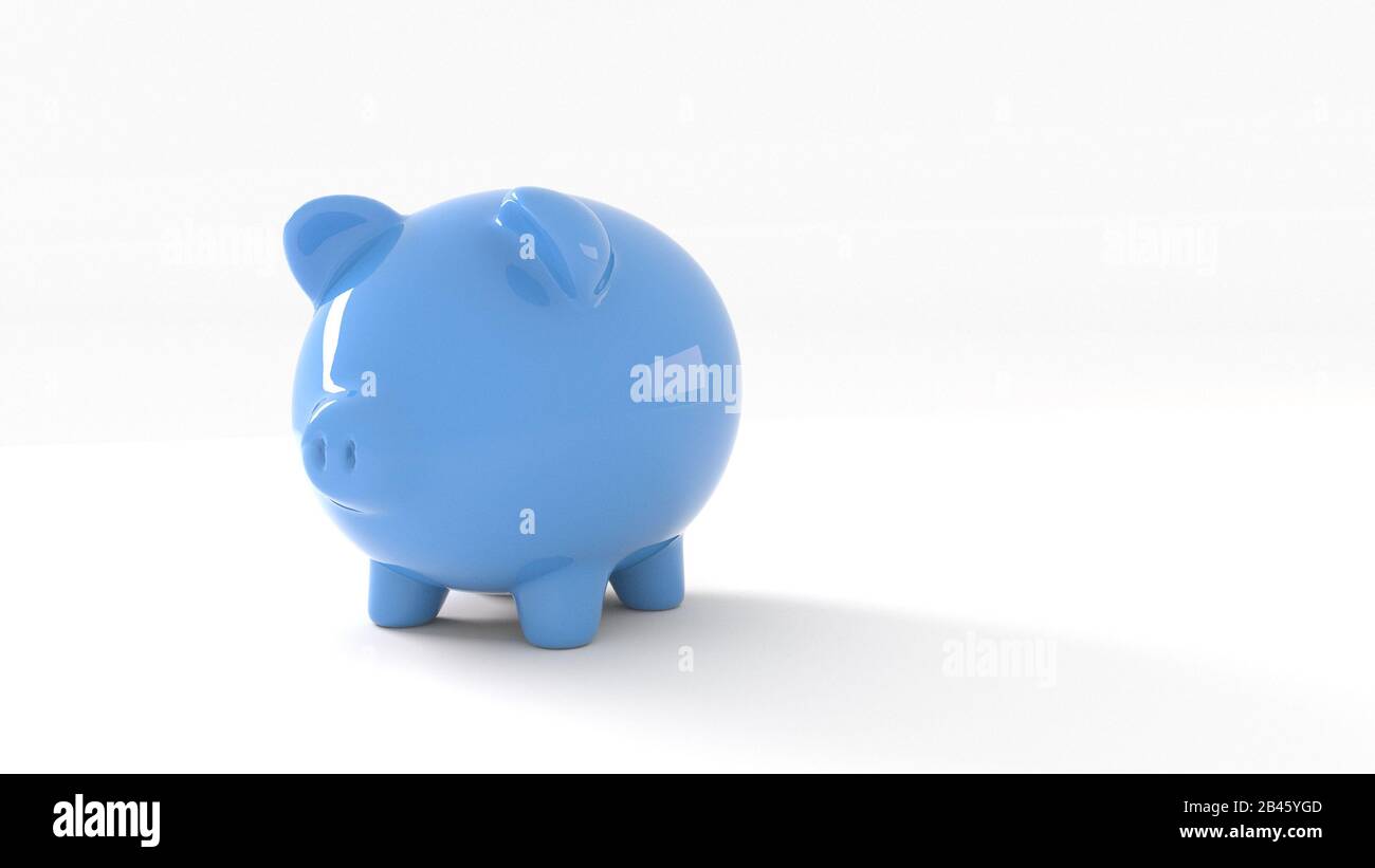 blue piggy bank on a white background, 3D rendering Stock Photo - Alamy