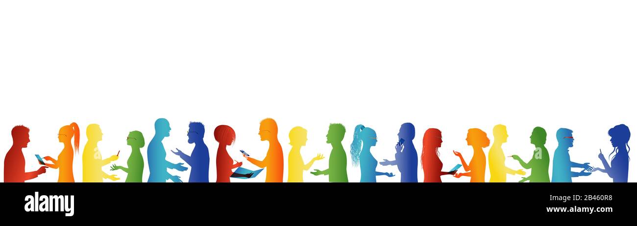 Community. Crowd talking. Association or meeting organization. Large ...