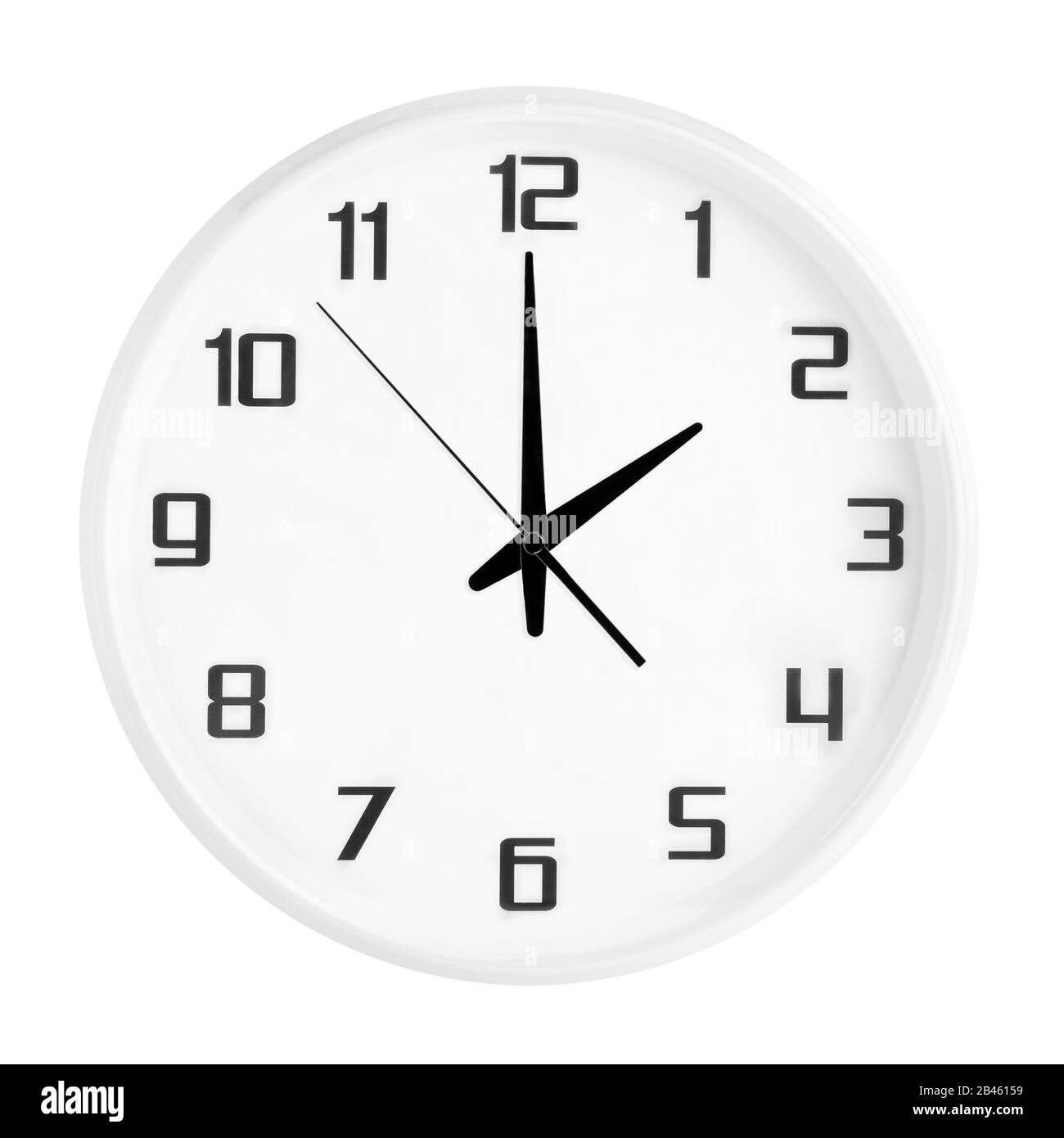 White round office clock showing two o'clock isolated on white ...