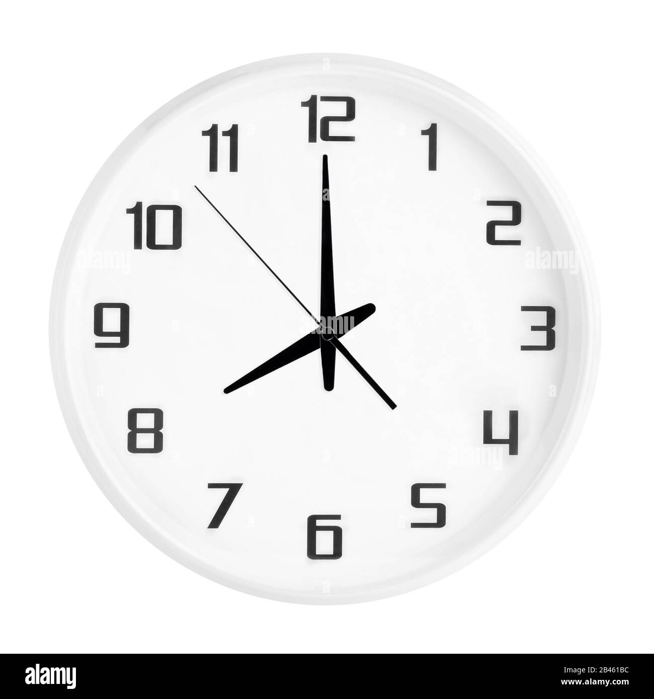 White round office clock showing eight o'clock isolated on white ...