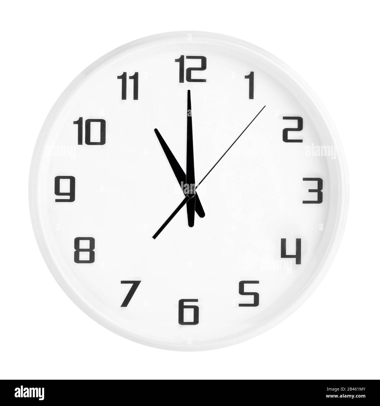 White round office clock showing eleven o'clock isolated on white ... White round office clock showing eleven o'clock isolated on white ...