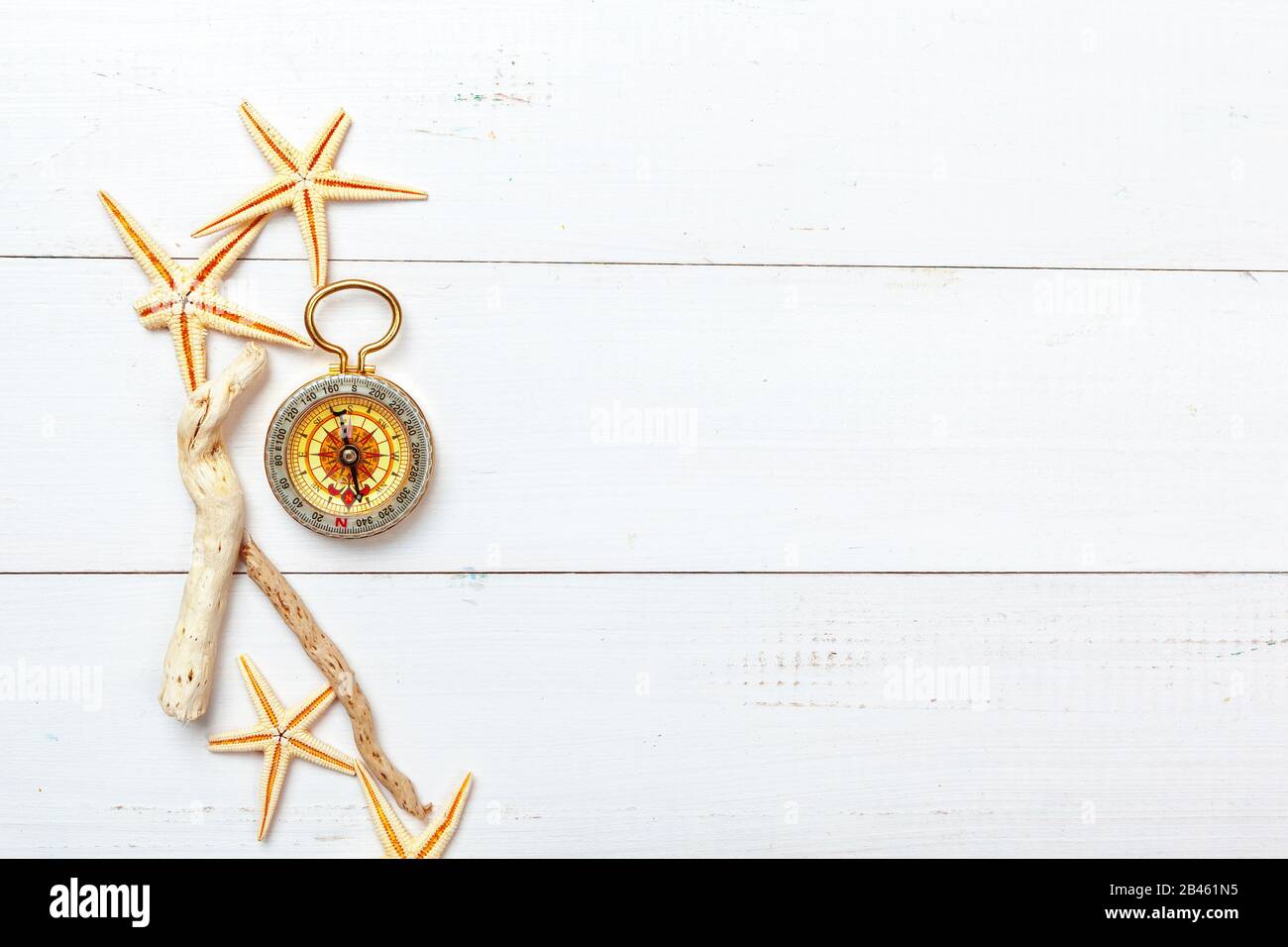 beautiful sea composition with shells and vintage compass Stock Photo ...