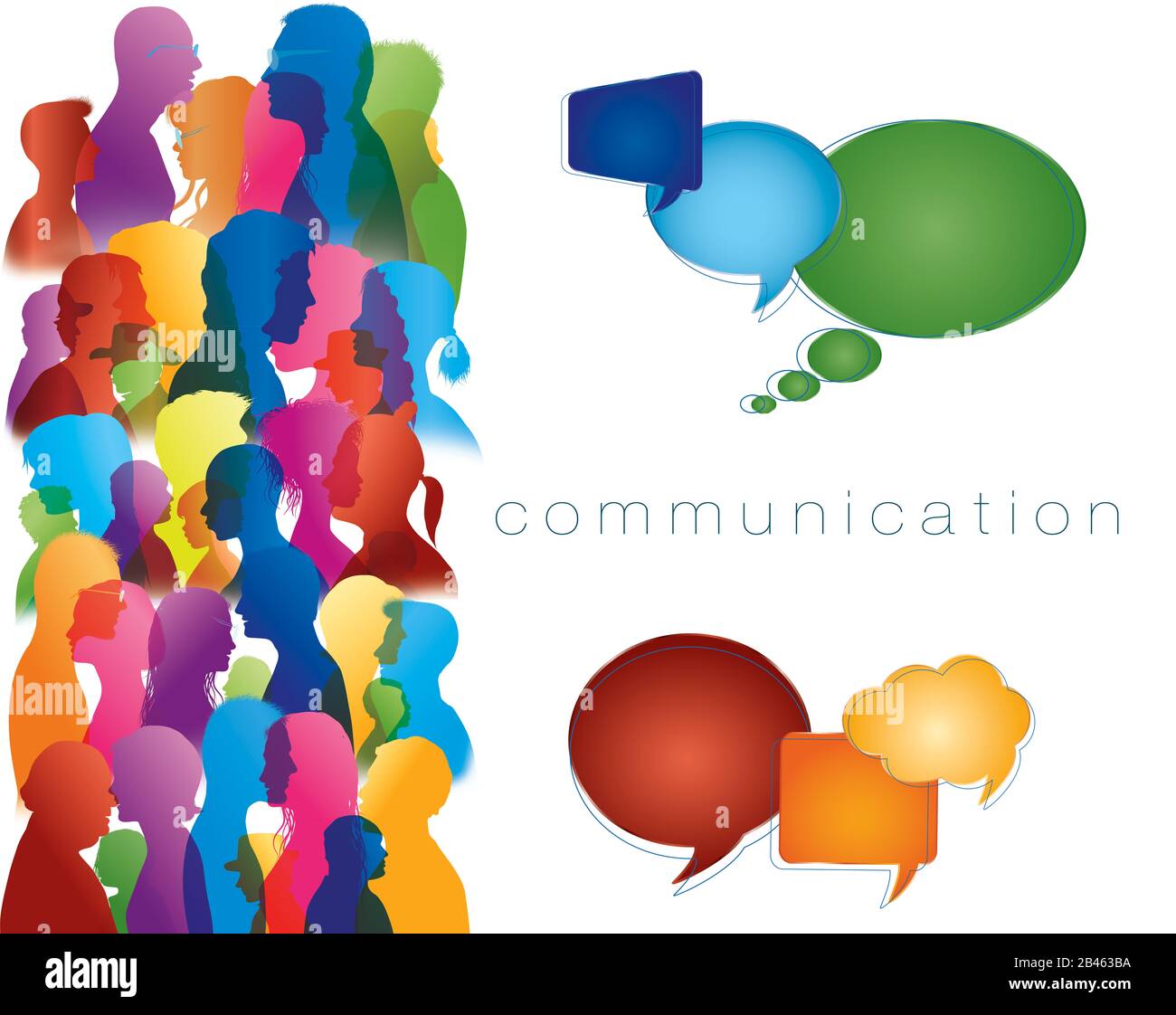 Concept to communicate. Social networking. Diverse people. Large ...