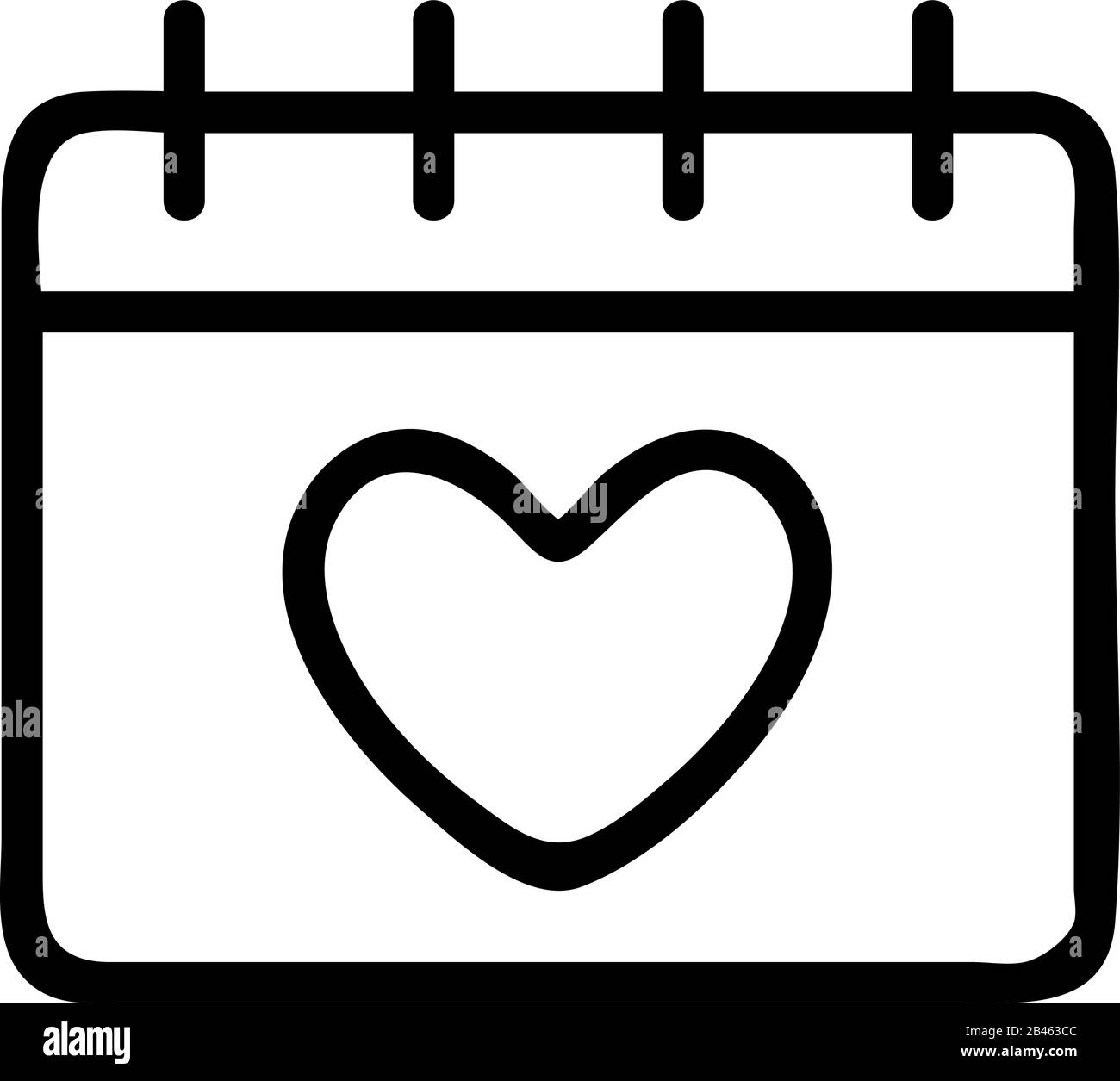 calendar, heart icon vector. Isolated contour symbol illustration Stock ...