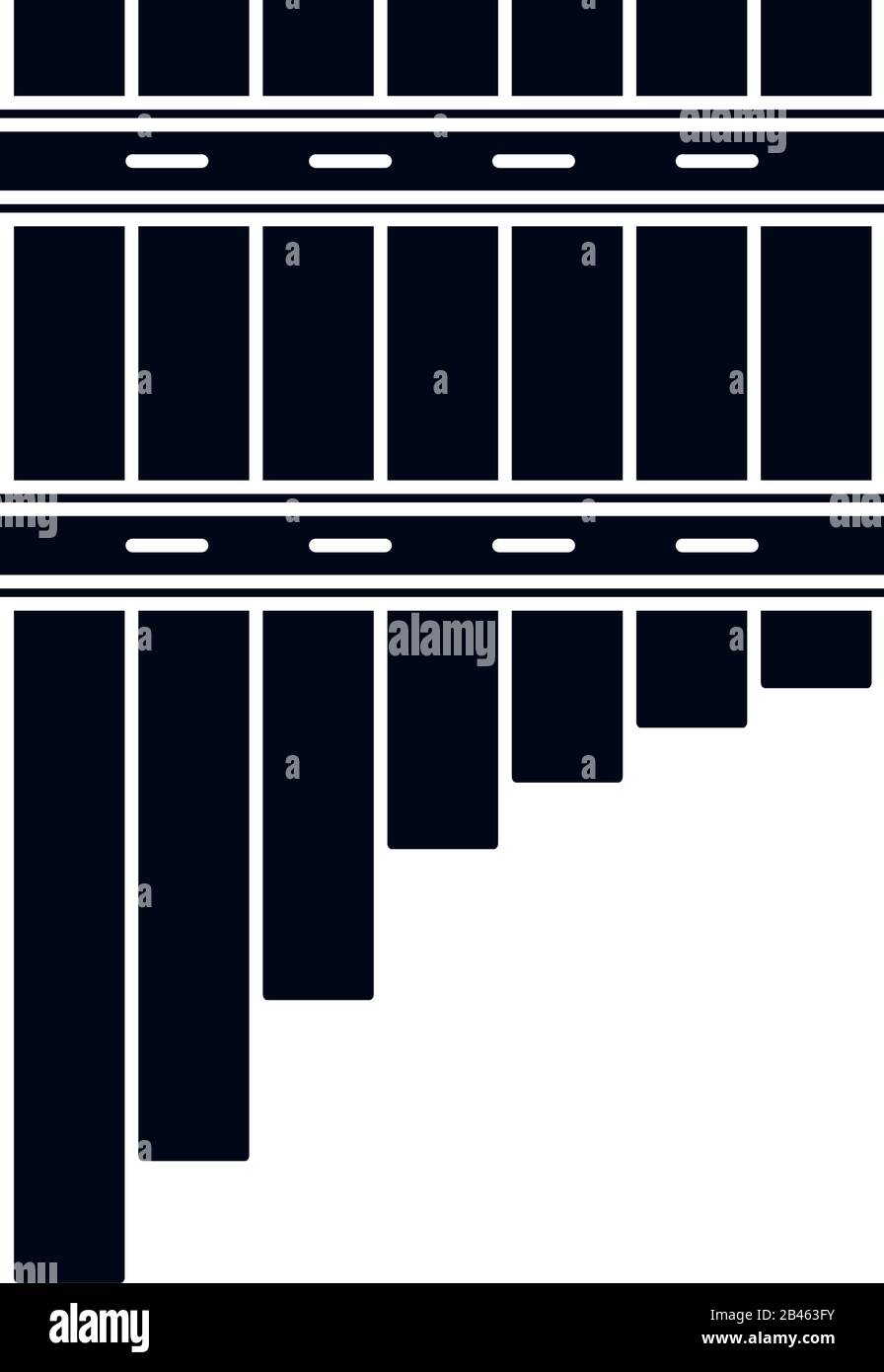 pan flute instrument silhouette style icon design, Music sound melody ...
