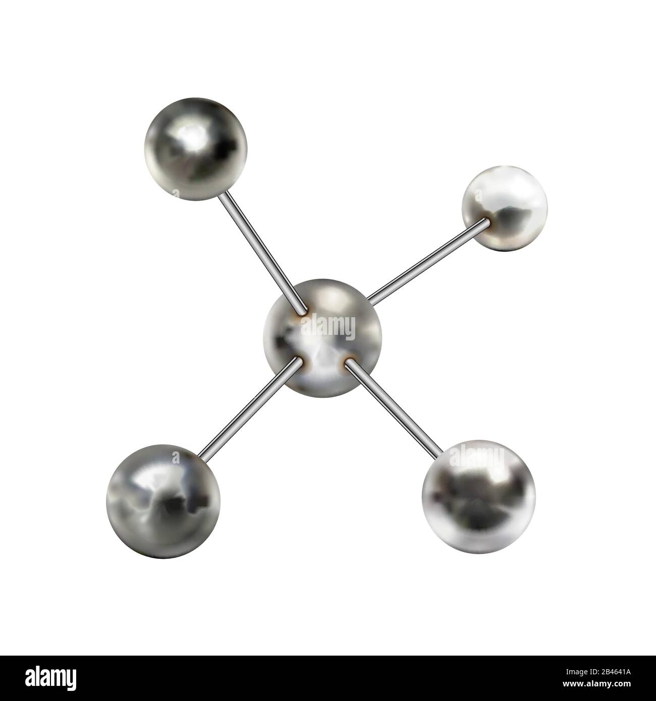 Glossy metal balls in abstract chemical structure on white Stock Vector ...