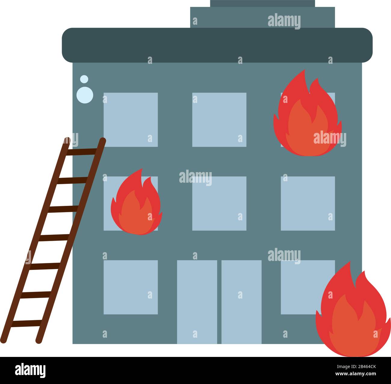 building in fire flat style icon design, Emergency rescue save ...