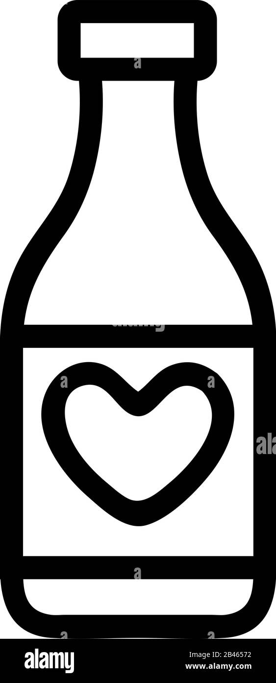 bottle and heart icon vector. Isolated contour symbol illustration ...