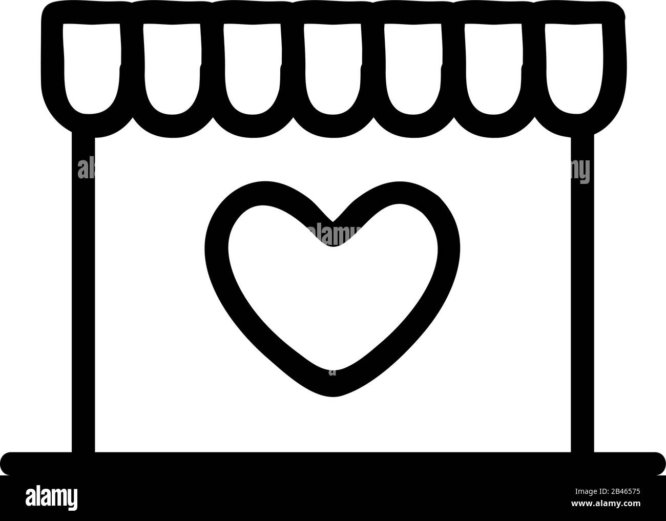 Shop and heart icon vector. Isolated contour symbol illustration Stock ...