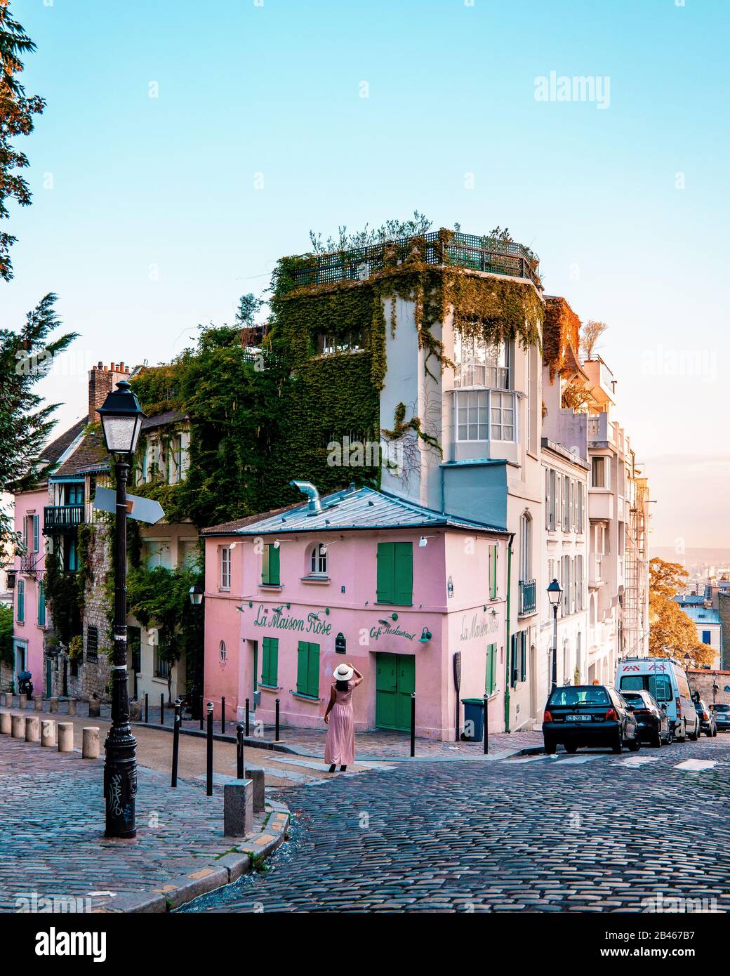 Paris France September 2018, Streets of Montmartre in the early morning ...