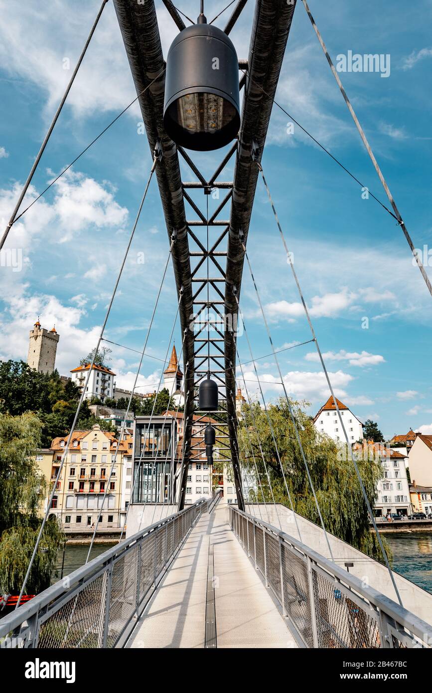 suspension pedestrian bridge on ropes Stock Photo - Alamy