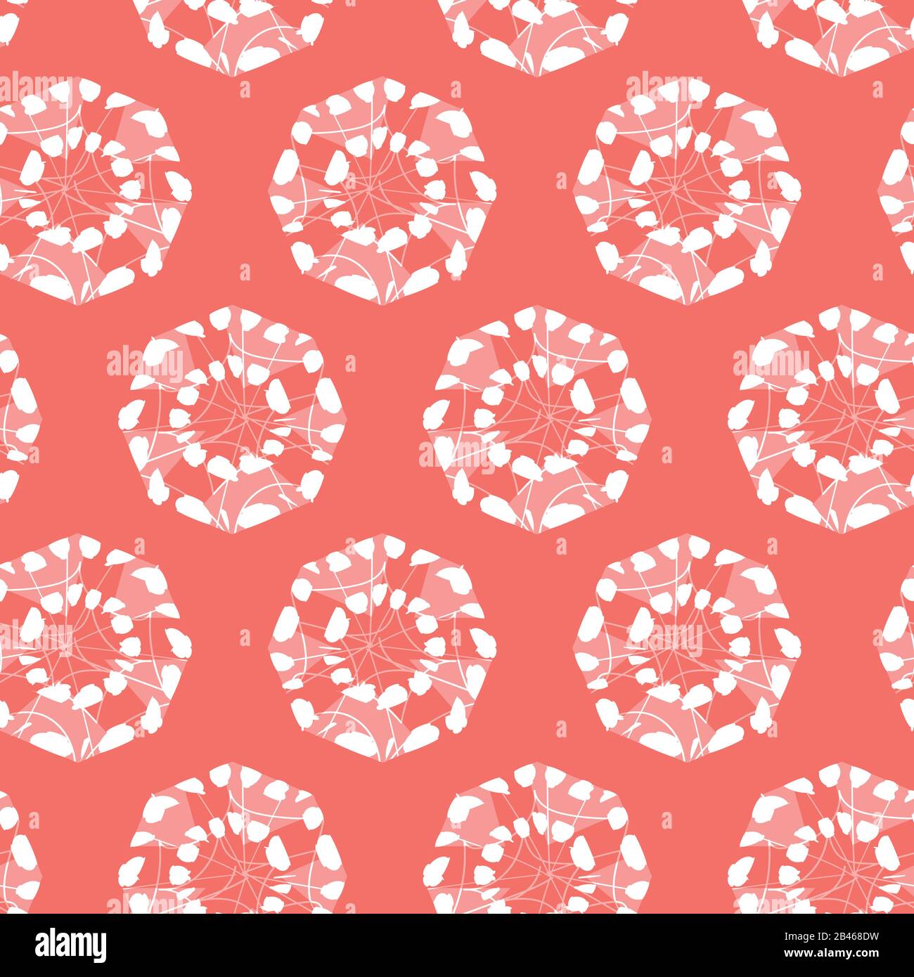 Vector red shibori monochrome octagon wheels seamless pattern. Suitable ...