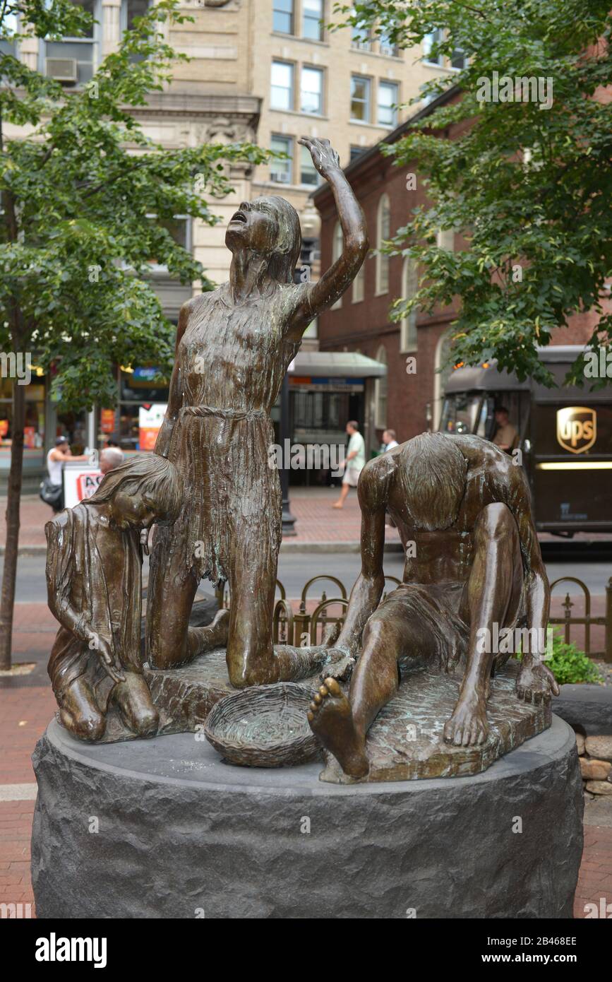 Irish Famine Memorial, School Street, Boston, Massaschusetts, USA Stock ...