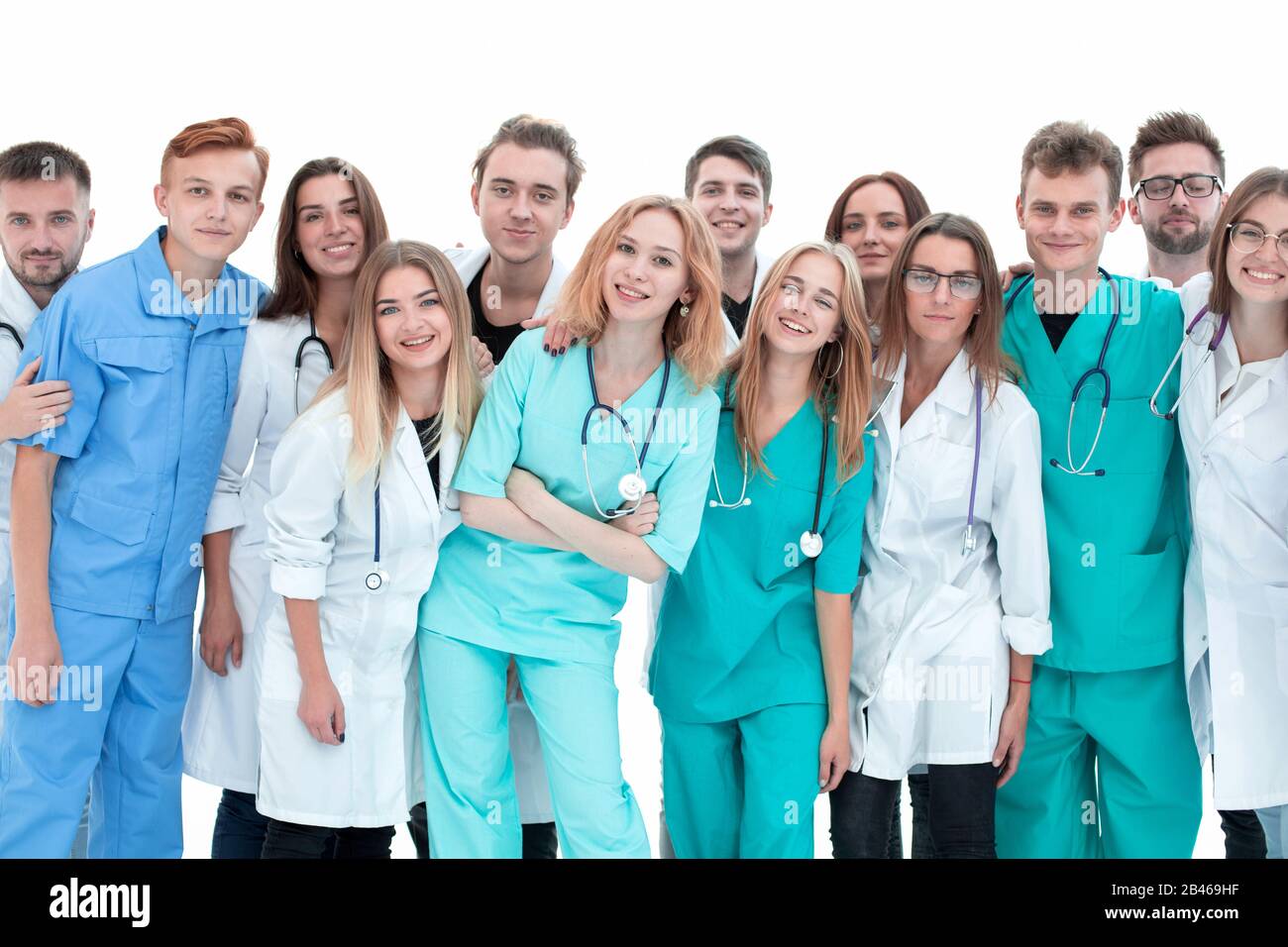 top view. a group of smiling doctors pointing at you Stock Photo - Alamy