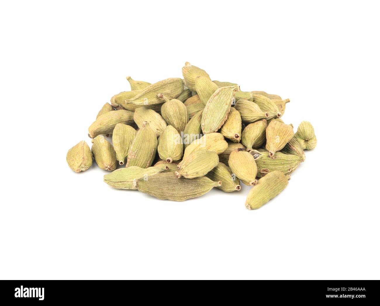 Pile of dry cardamom on a white background Stock Photo - Alamy