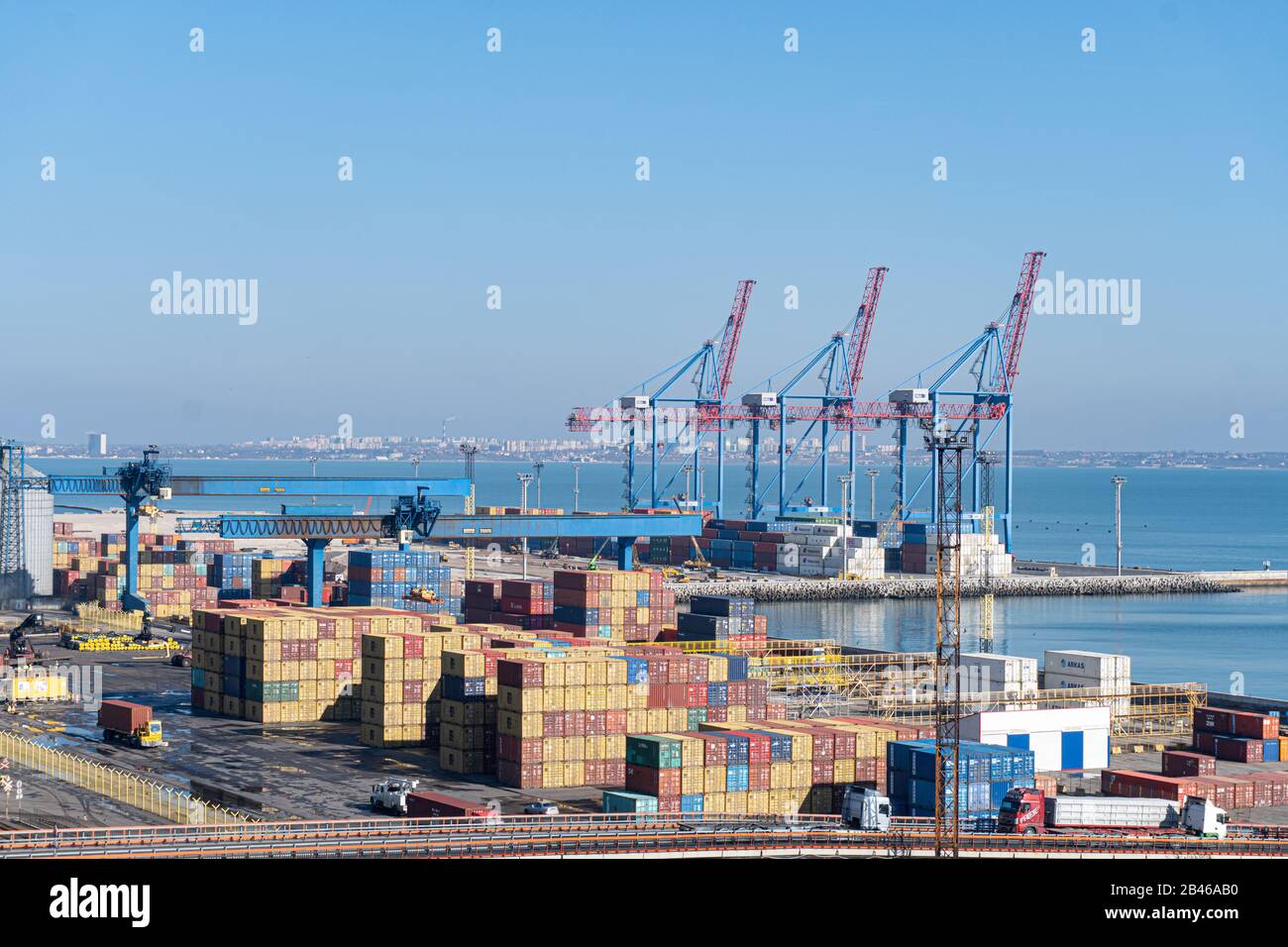 View at the sea port Stock Photo - Alamy
