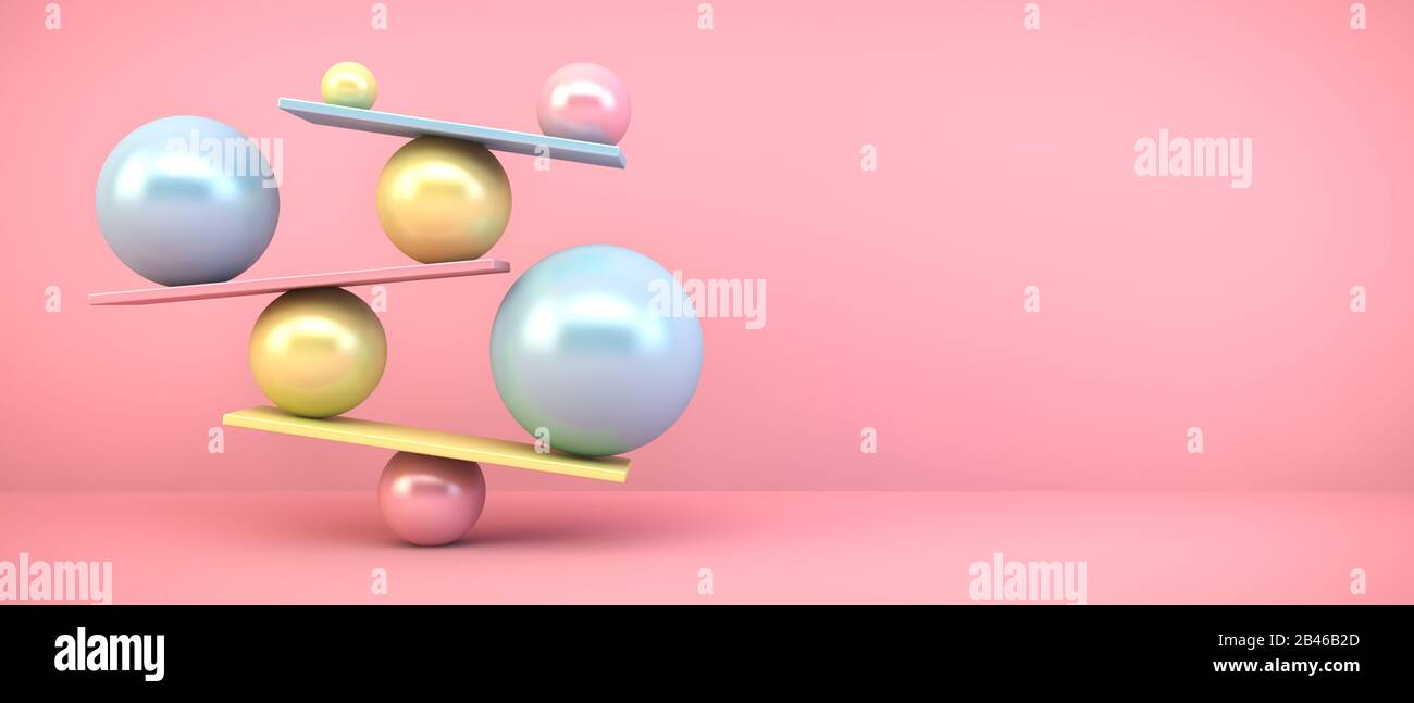 colorful balancing spheres 3d rendering Stock Photo - Alamy