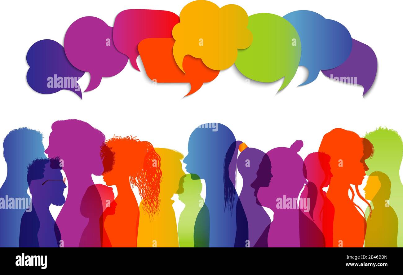 Crowd talking. Dialogue group different people different cultures ...