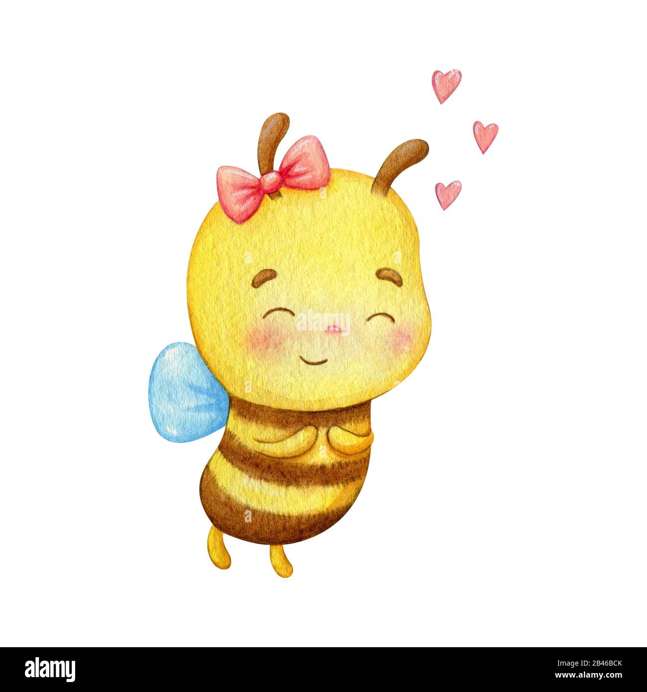 Romantic bee girl in love. Girly little bug with a rose bow. For ...