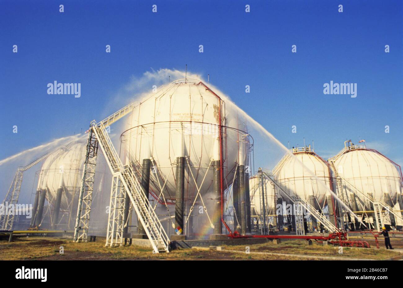 cooling gas storage tanks, India, Asia Stock Photo - Alamy