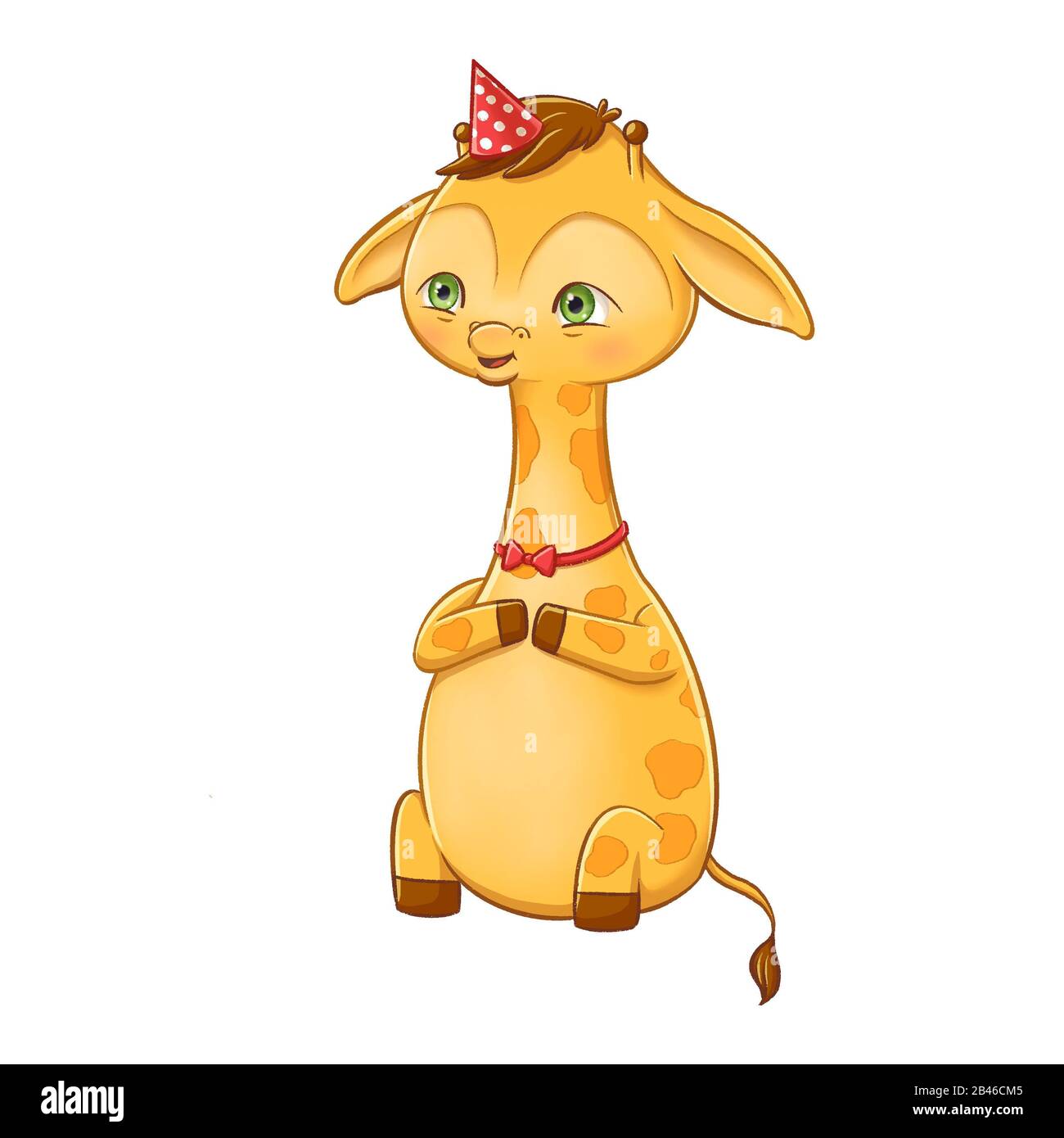 Sweet young giraffe character on a party. Cartoony character ...