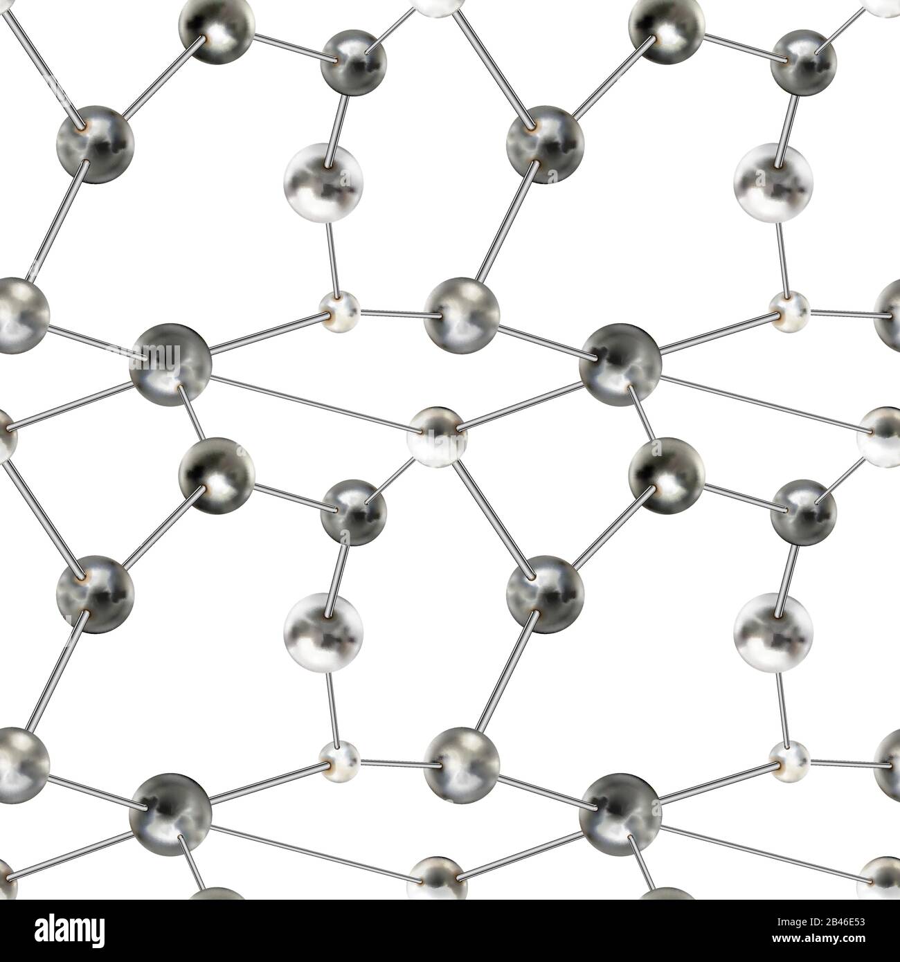 Glossy metal balls in abstract chemical structure, science seamless ...
