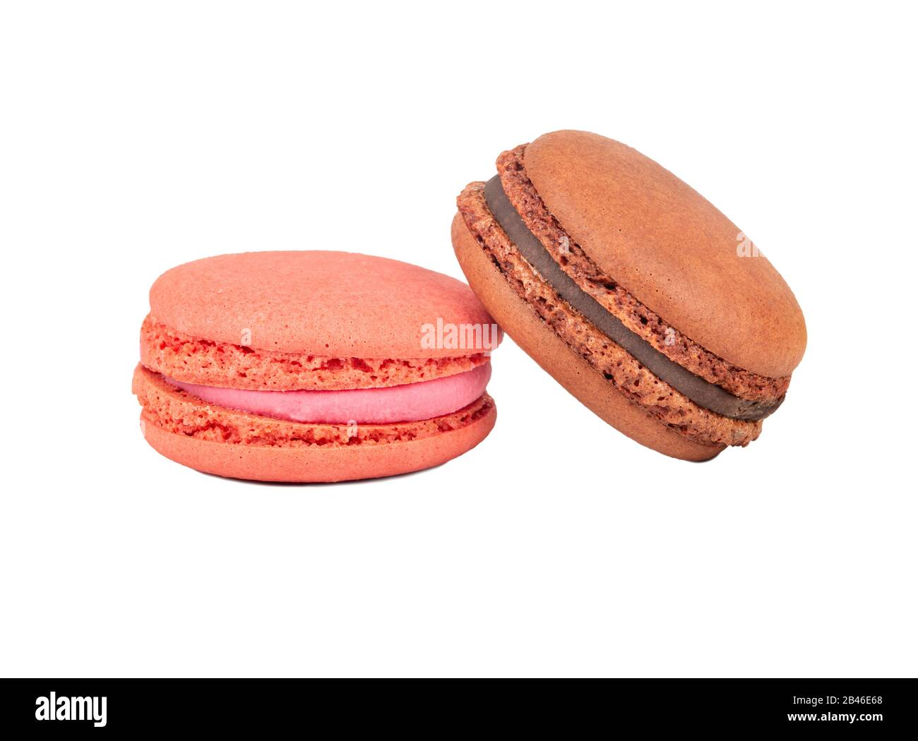 Pink and brown macaroon isolated on white background Stock Photo - Alamy