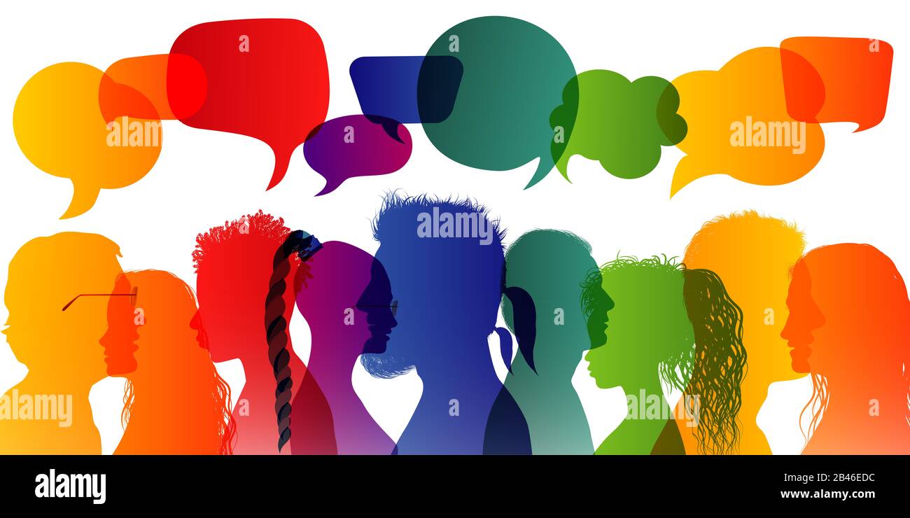 Silhouette profiles. Communication between people. Dialogue group of ...