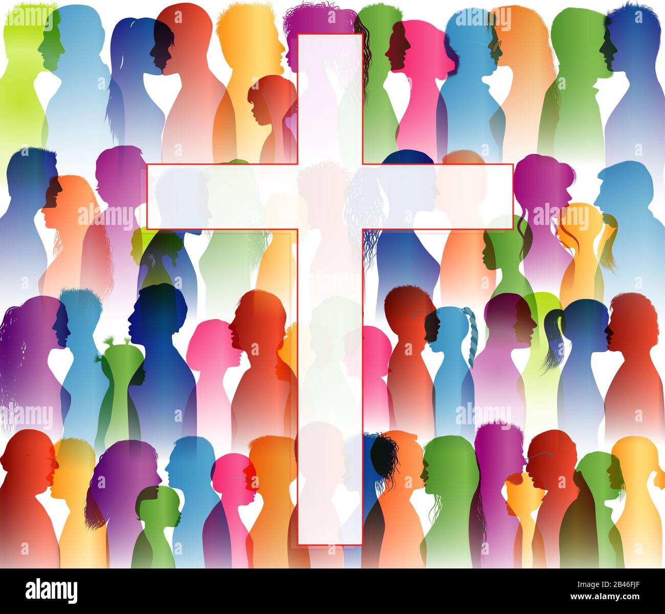 People finding Christianity. Crowd of believing people. People at the ...