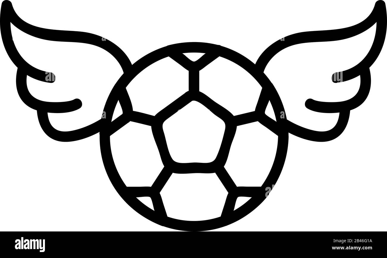 Ball and wings football fan icon vector. Isolated contour symbol ...
