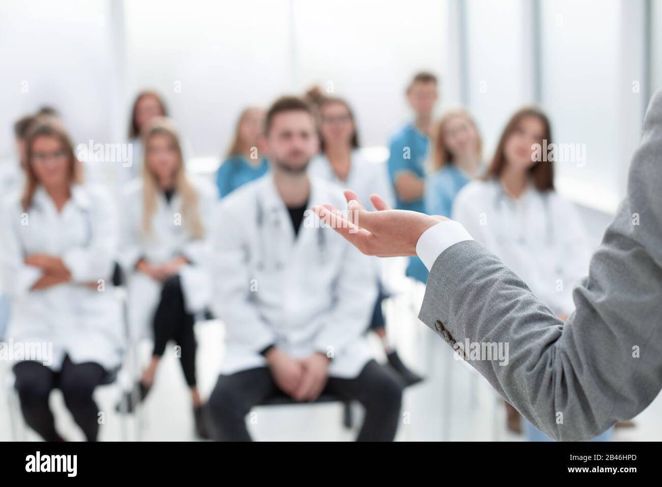 top view. a group of smiling doctors pointing at you Stock Photo - Alamy