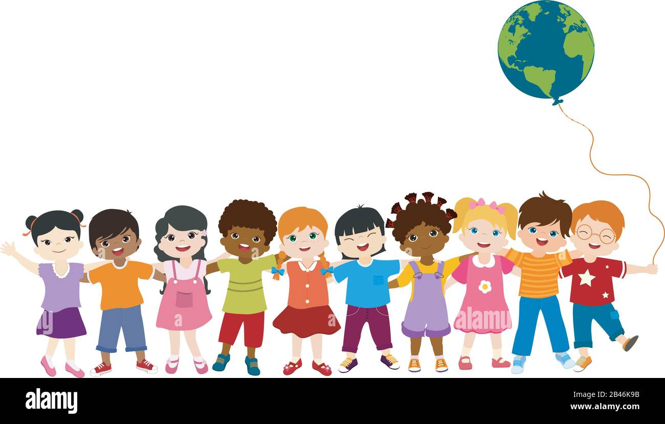 Communication isolated group of diverse multiethnic children standing ...