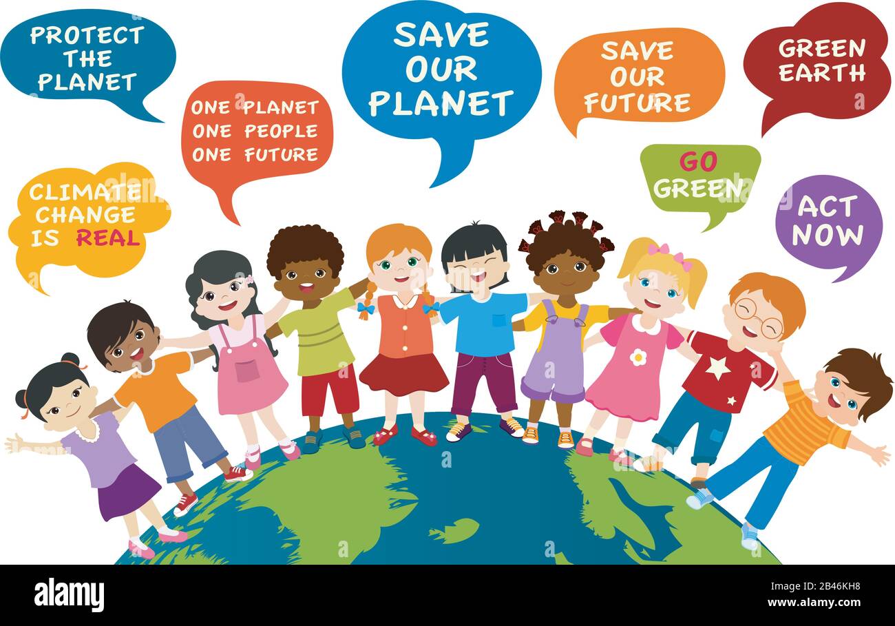 Isolated children of different culture and multiethnic people embracing ...