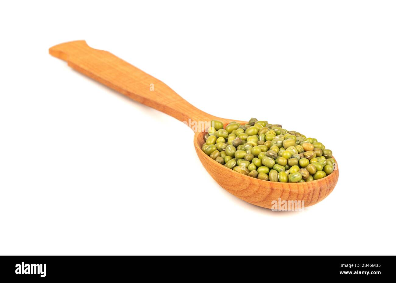 Large spoon with green mung beans isolated on white background Stock ...