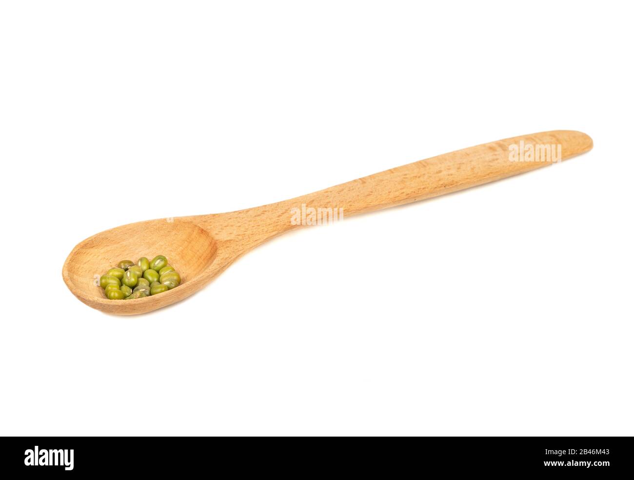 Spoon with a few dry green mung beans on white background Stock Photo ...