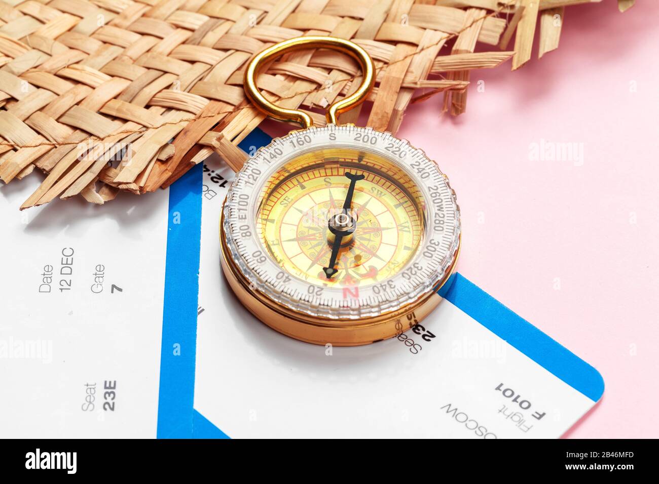 Time to Travel. Idea for tourism with tickets and compass Stock Photo ...