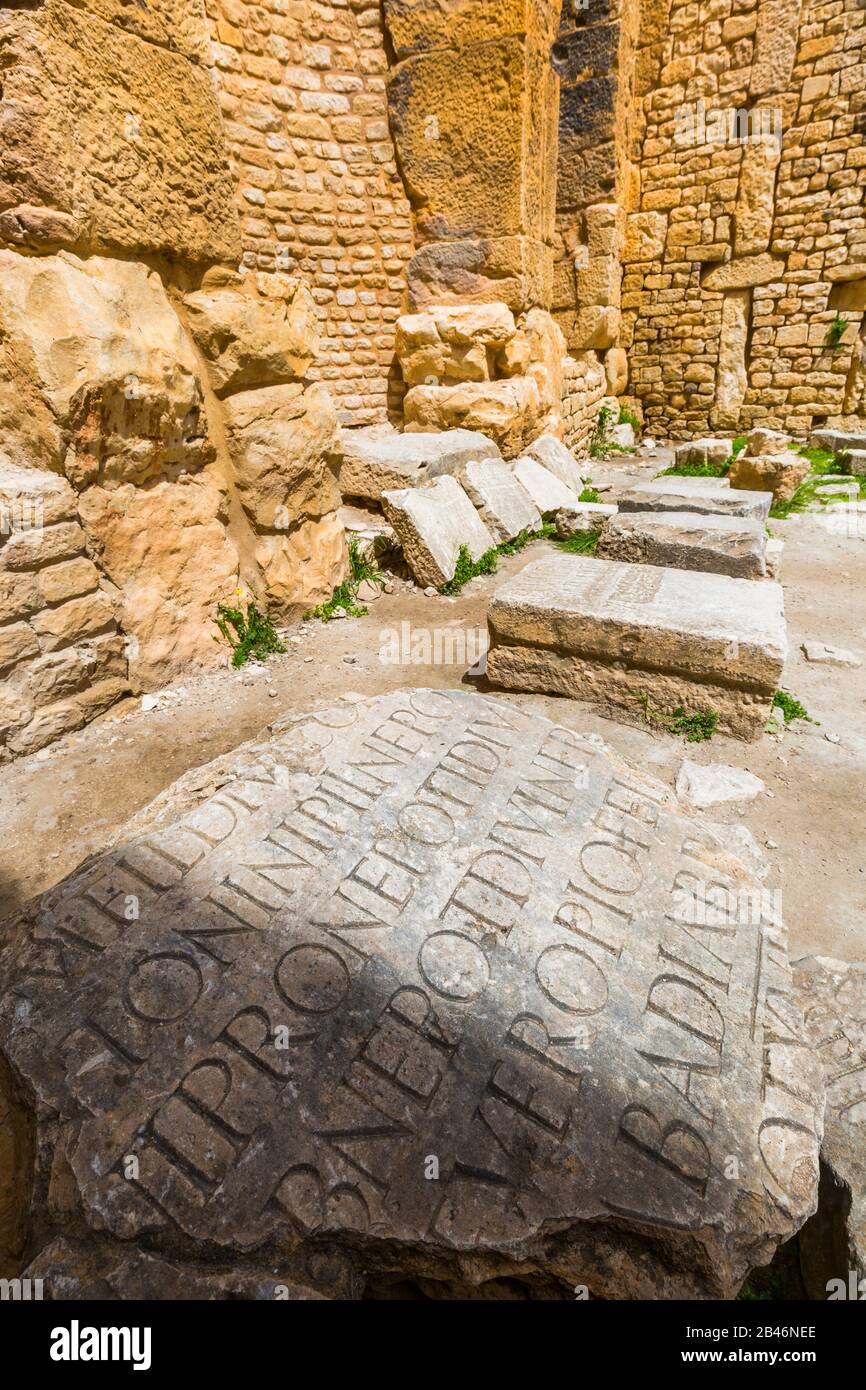 Inscriptions. Roman city ruins Stock Photo - Alamy