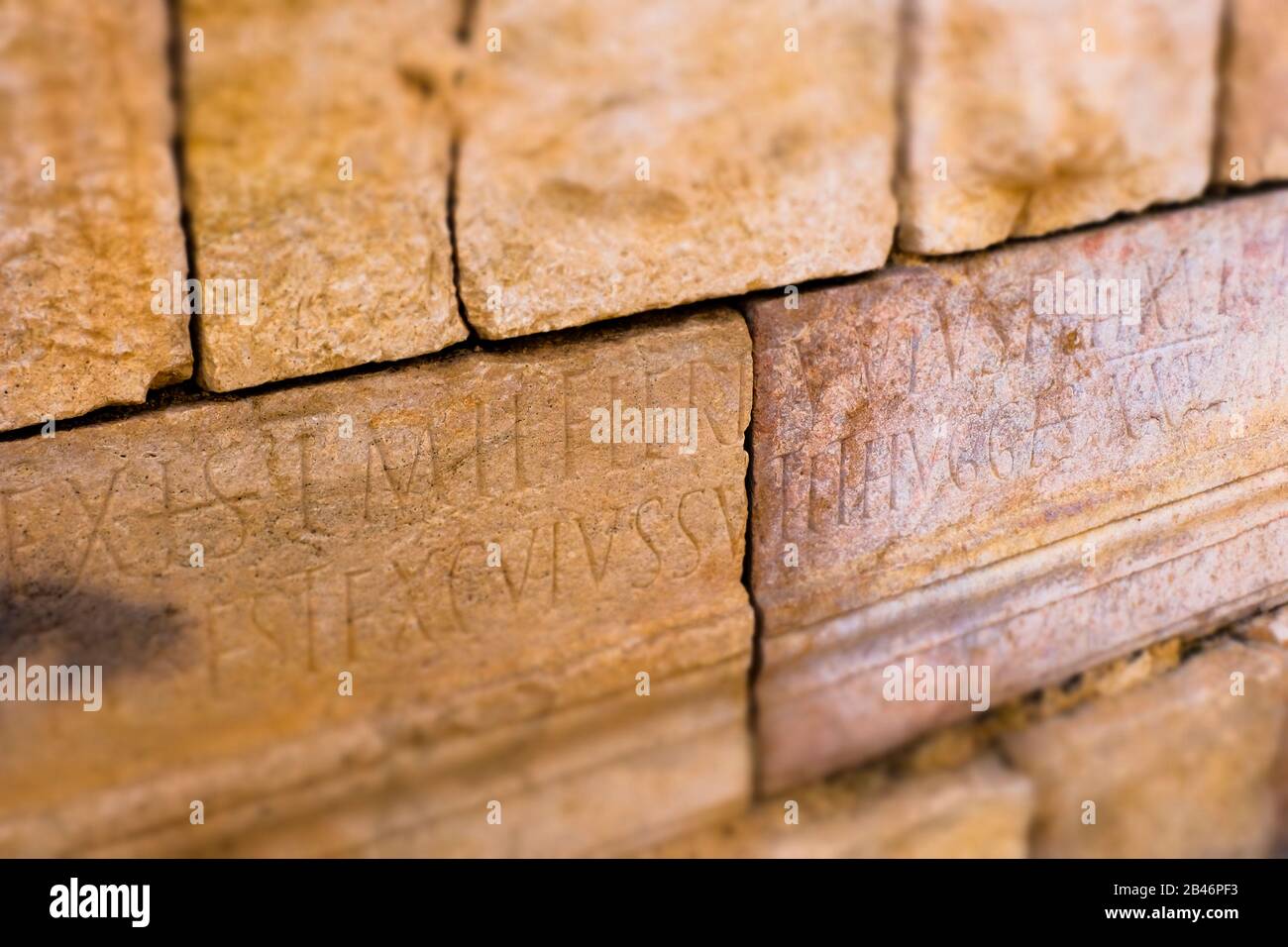 Inscriptions. Roman city ruins Stock Photo - Alamy