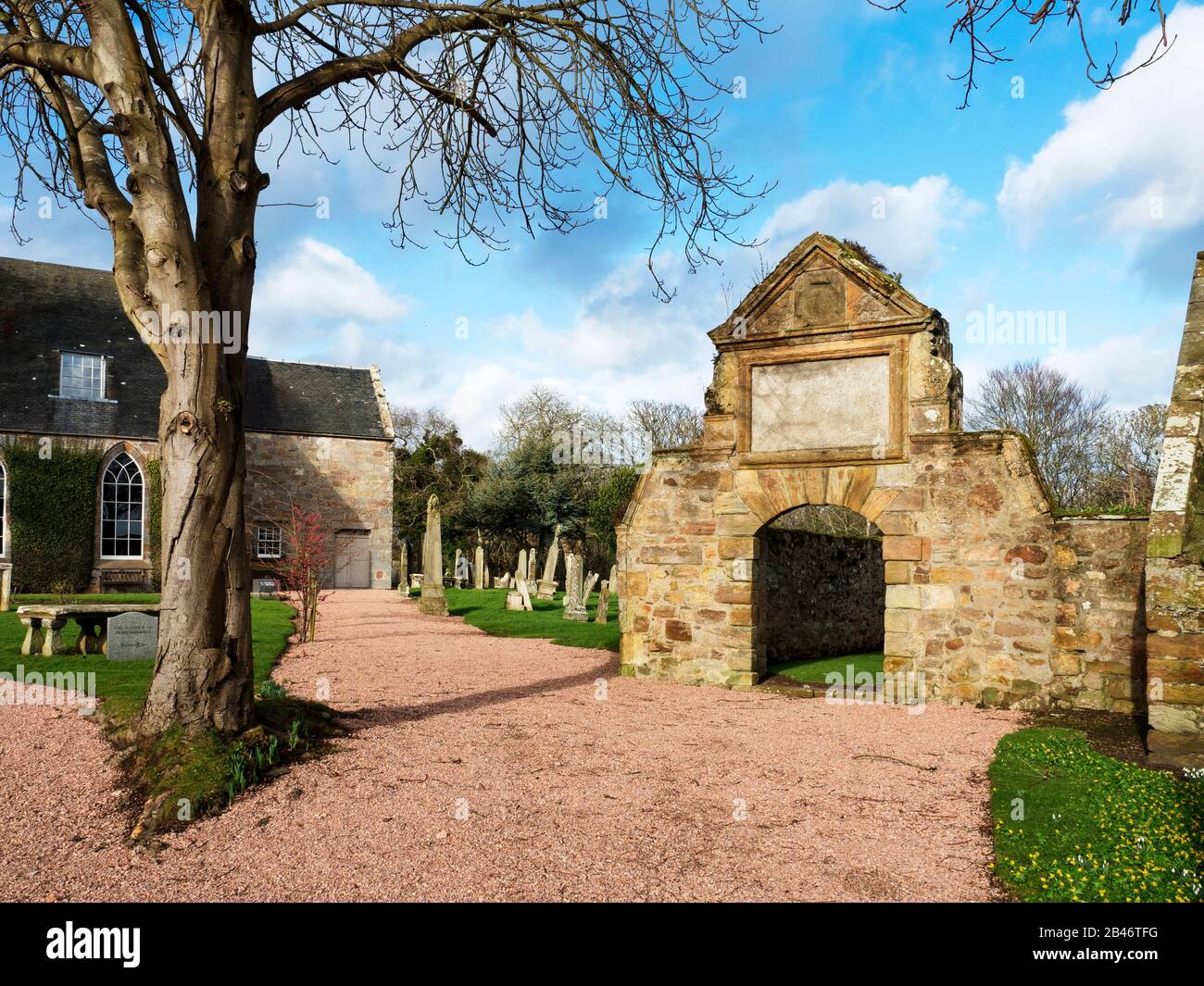 Old stone building by the entrance to the Kirkyard at Crail Parish ...