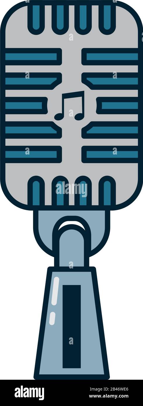 microphone line and fill style icon design, Music sound melody song ...