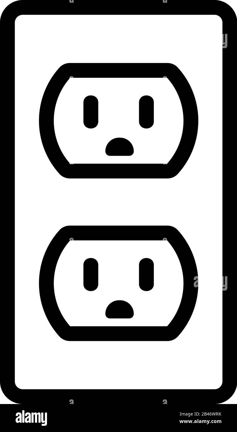 Electric socket connector icon vector. Isolated contour symbol ...