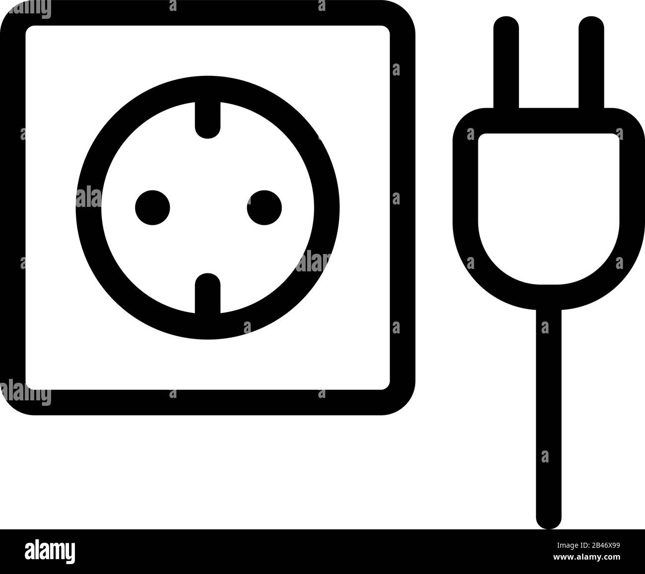 Electric socket connector icon vector. Isolated contour symbol ...