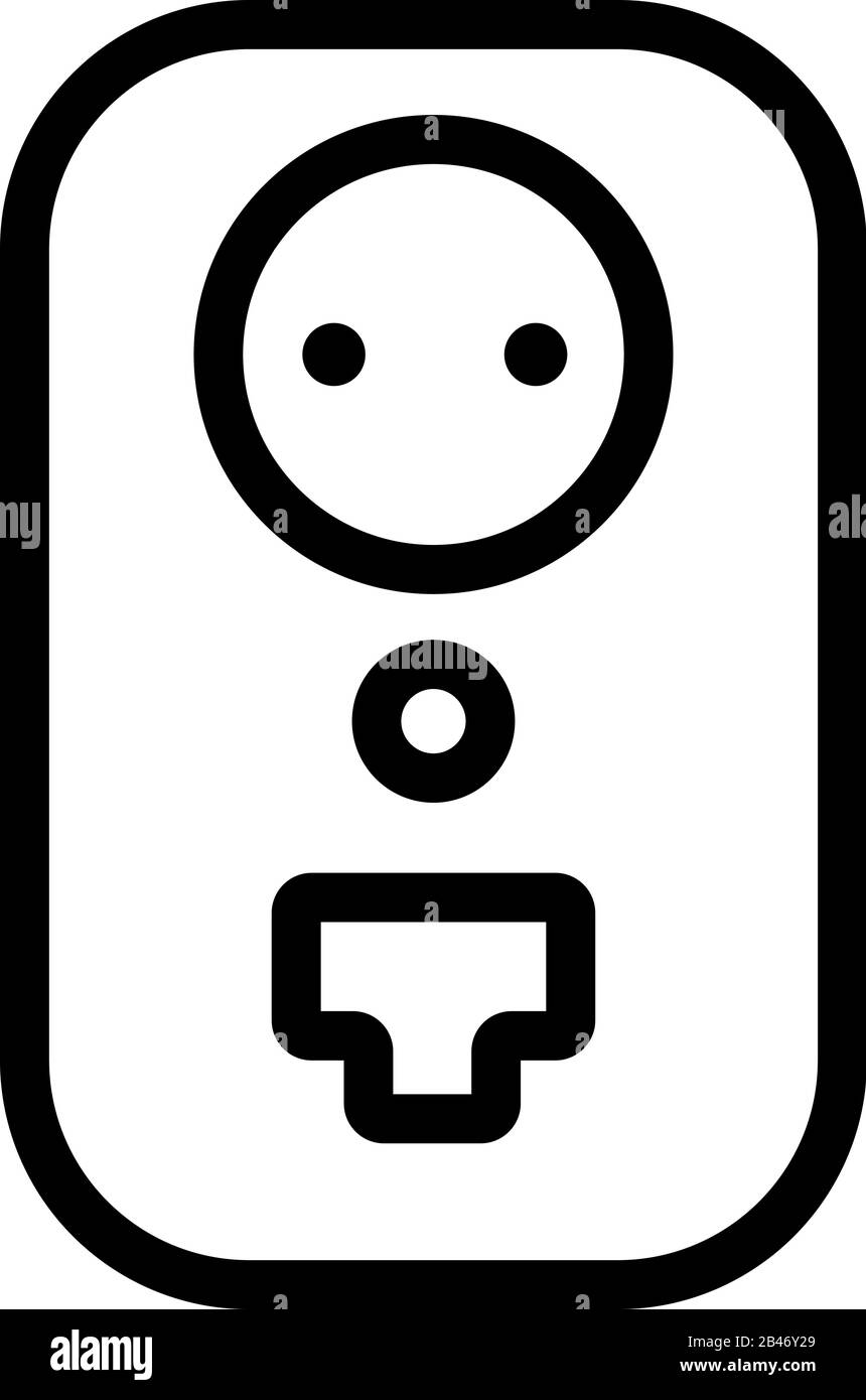 Electric socket connector icon vector. Isolated contour symbol ...