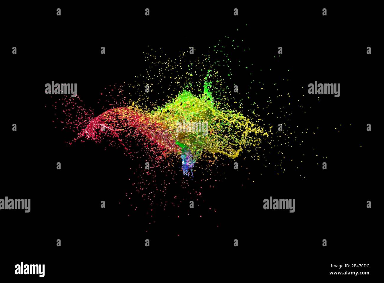 3d render image of a melting liquid color explosion. black background ...
